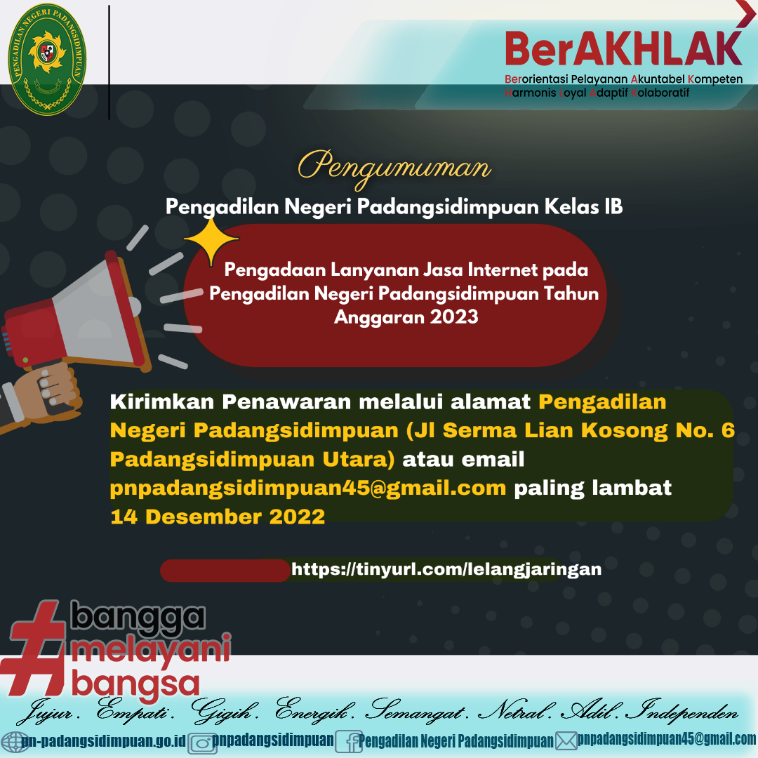 PENGUMUMAN Pengadaan Layanan Jaringan Internet